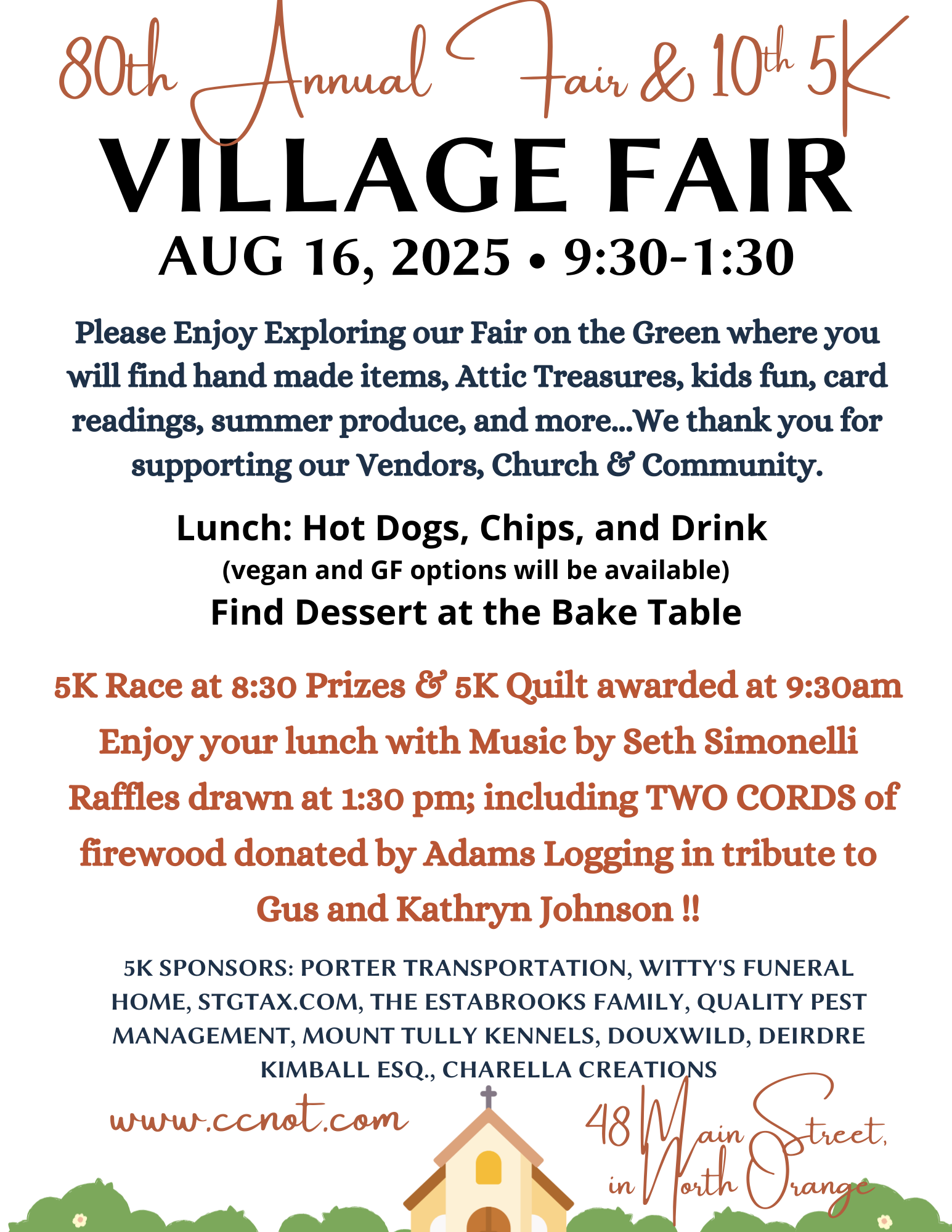 80th Annual Village Fair – Community Church of North Orange & Tully
